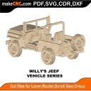 Willy's Jeep - Vehicle Series : 3D Puzzle, Laser Cut, Scroll Saw, CNC ...